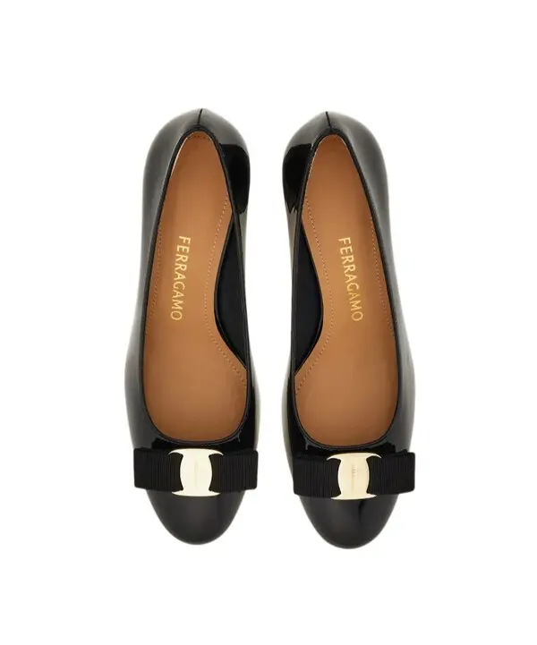 FERRAGAMO Vara Bow Block Heel Pumps - Black