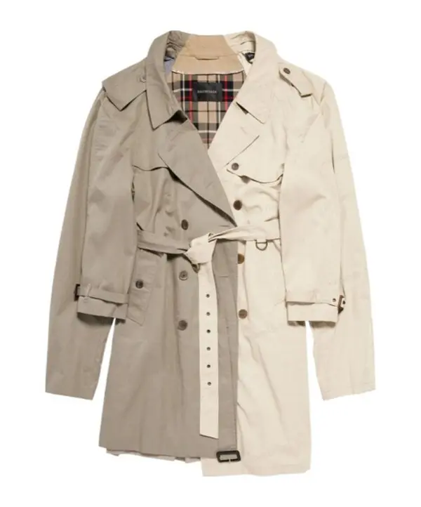 Balenciaga Double-sleeved Hybrid Belted Trench Coat - Nude