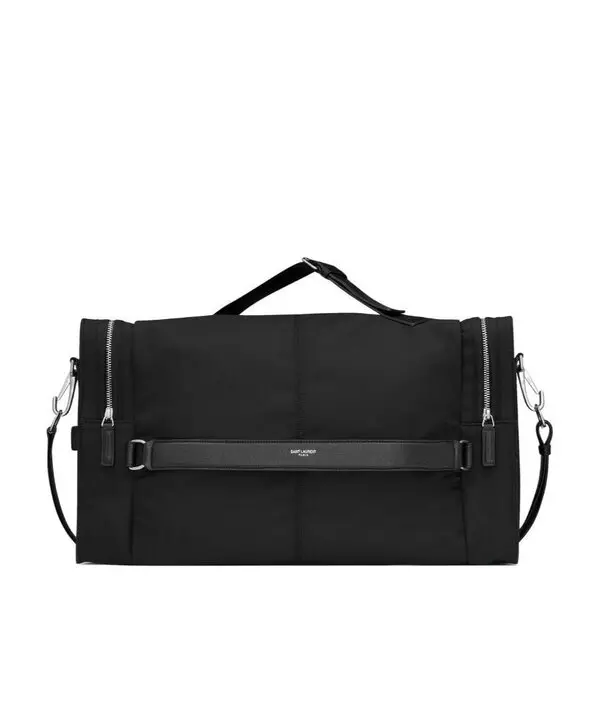 Saint Laurent Square Travel Bag With Logo - Black