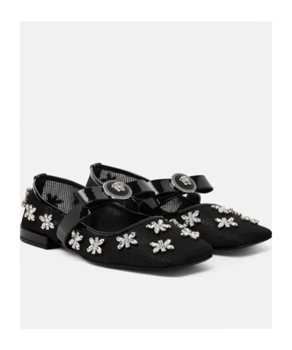 Versace Mesh Ribbon Ballerinas