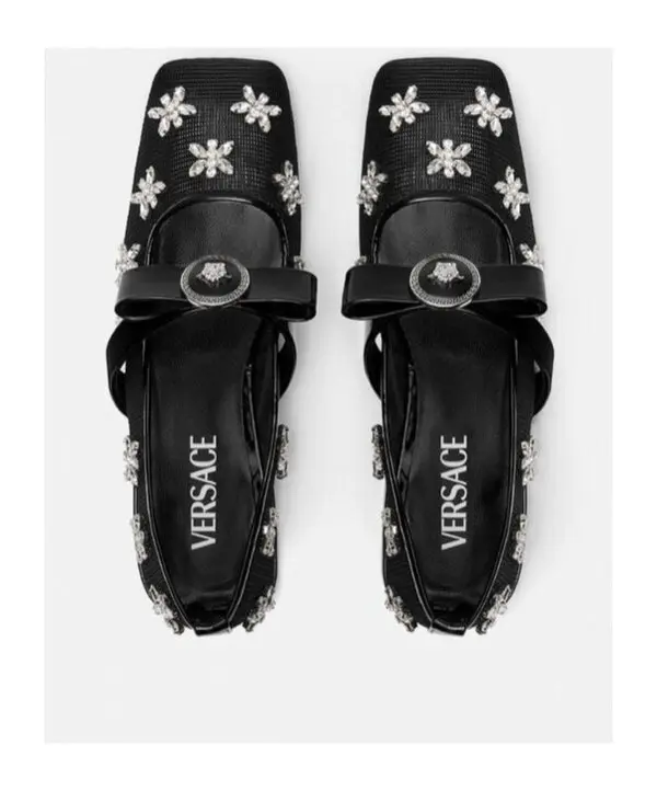 Versace Mesh Ribbon Ballerinas