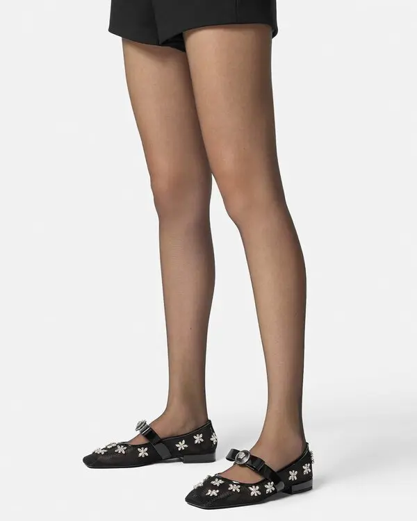 Versace Mesh Ribbon Ballerinas