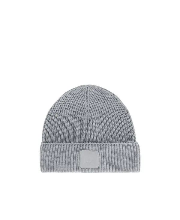 C.P. COMPANY Rib-knitted Beanie With Metropolis Series Emblem - Gray