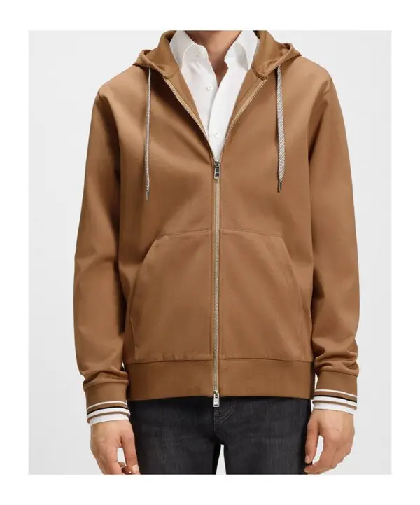 Hugo Boss Zip-fastening Hoodie With Drawstring Hood