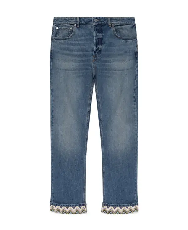 Missoni Straight Leg Jeans With Sawtooth Pattern Cuff