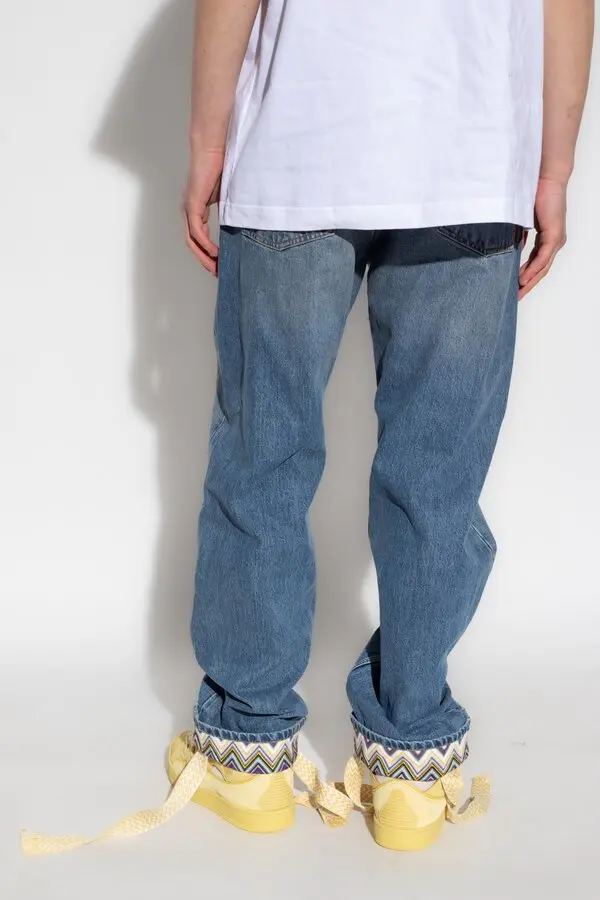 Missoni Straight Leg Jeans With Sawtooth Pattern Cuff