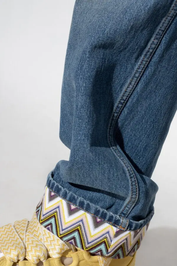 Missoni Straight Leg Jeans With Sawtooth Pattern Cuff