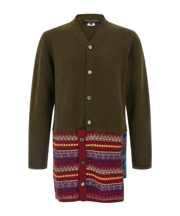 Comme Des Garçons Asymmetrical Jacquard Knit Cardigan