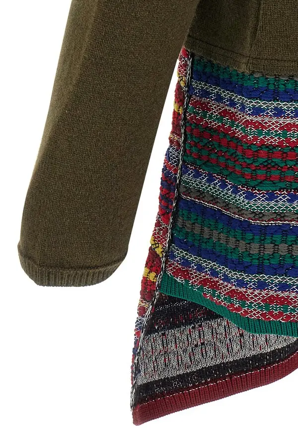 Comme Des Garçons Asymmetrical Jacquard Knit Cardigan