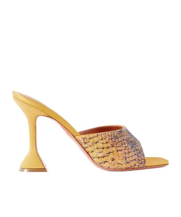 Amina Muaddi Crystal-embellished Printed Leather Sandals