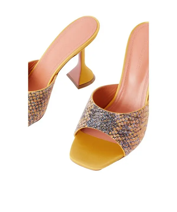 Amina Muaddi Crystal-embellished Printed Leather Sandals