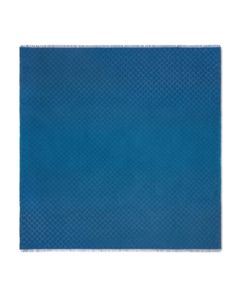 Gucci Monogrammed Fringed Scarf - Blue