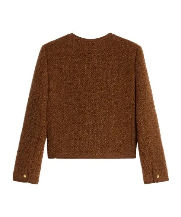 Celine Chelsea Jacket In Mohair Wool Tweed - Brown