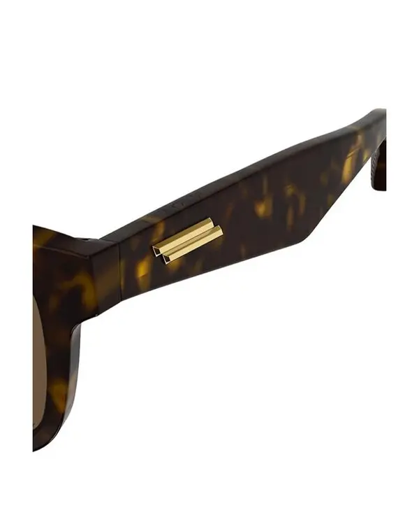 Bottega Veneta Rectangular Frame Sunglasses With Temple Logos - Black