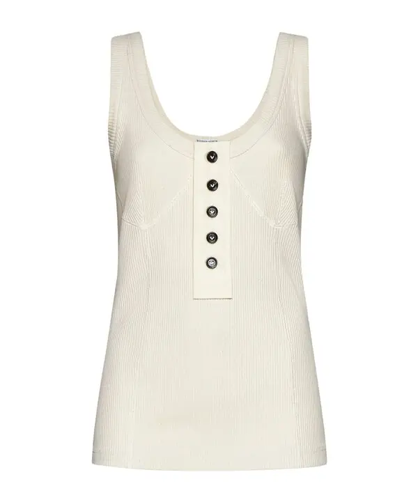 Bottega Veneta Sleeveless Rib Knit Top With Decorative Buttons - No