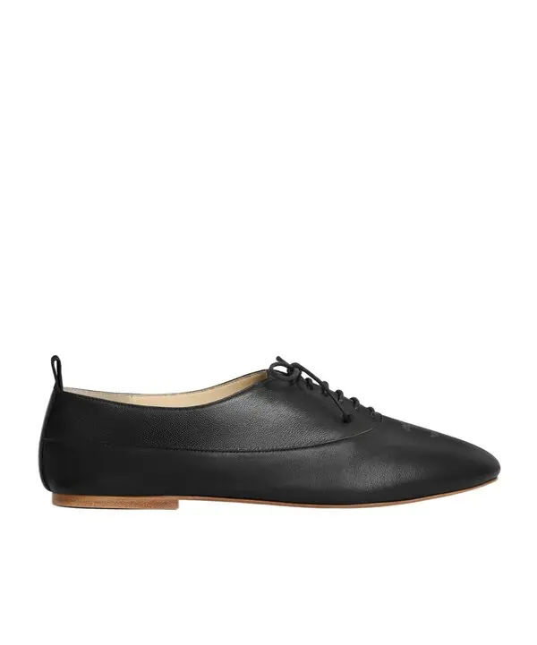 Celine Perforated Triomphe Richelieu In Lambskin - Black