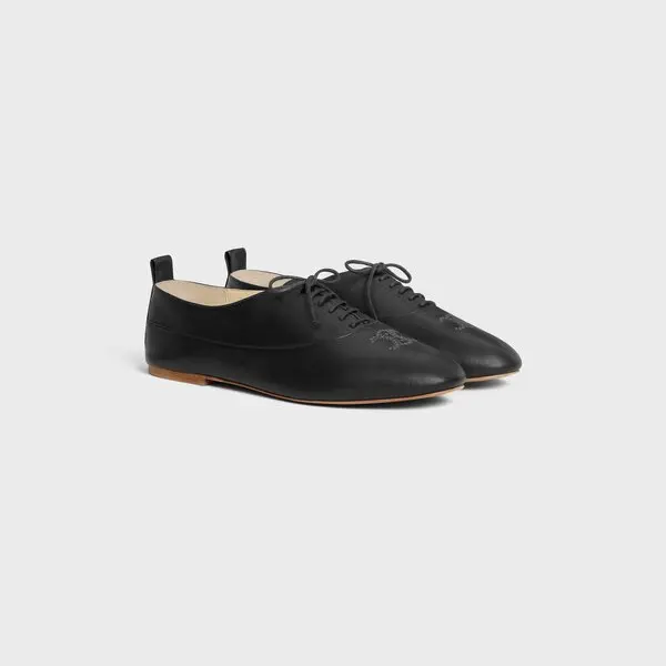 Celine Perforated Triomphe Richelieu In Lambskin - Black
