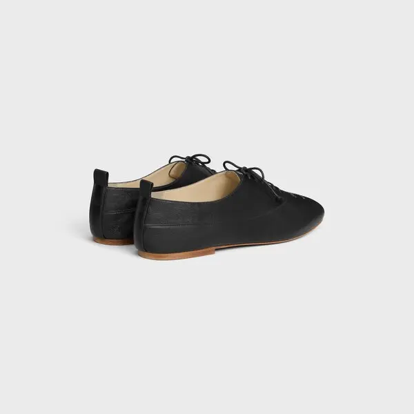 Celine Perforated Triomphe Richelieu In Lambskin - Black