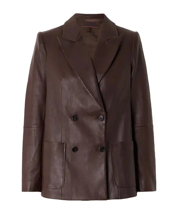 Stouls Jones Double-breasted Leather Blazer - Black