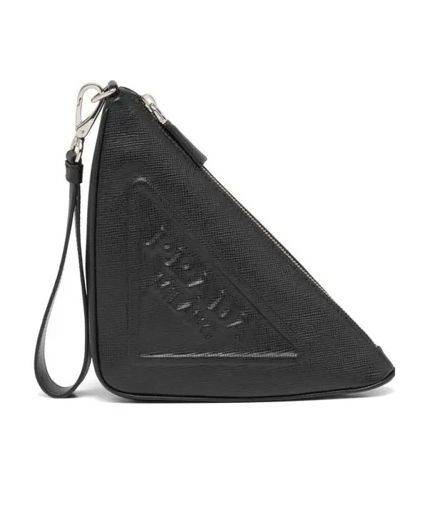 Prada Leather Triangle Pouch - Black