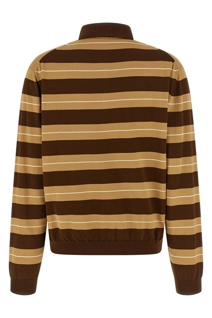 Miu Miu Long-sleeved Knitted Striped Polo Shirt