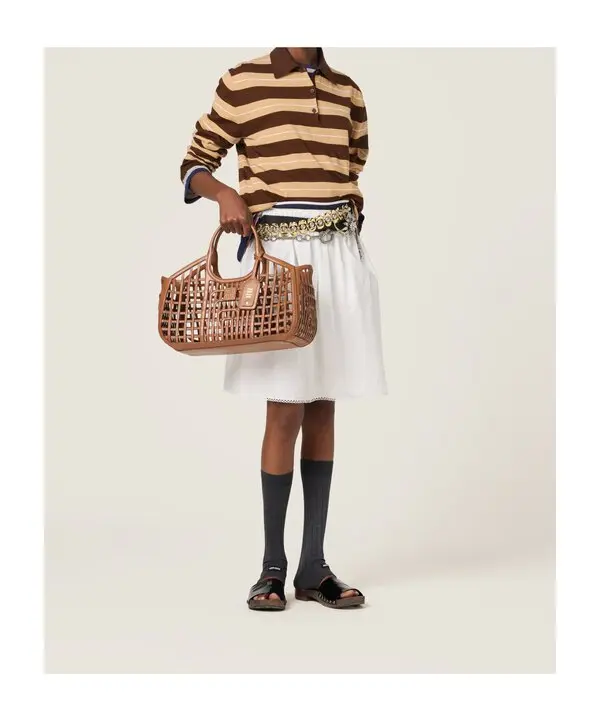 Miu Miu Long-sleeved Knitted Striped Polo Shirt