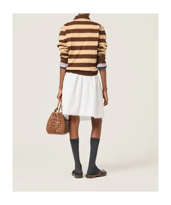Miu Miu Long-sleeved Knitted Striped Polo Shirt