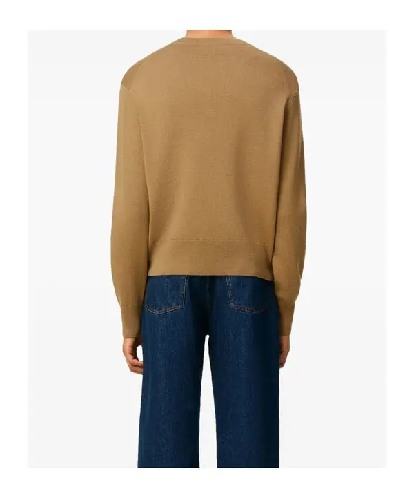 AMI Paris De Coeur Wool Sweater - Camel/black