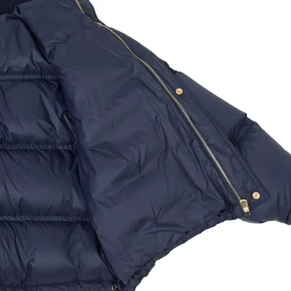 Celine Puffer Jacket In Light Nylon With High Collar And Triomphe Snaps - Blue