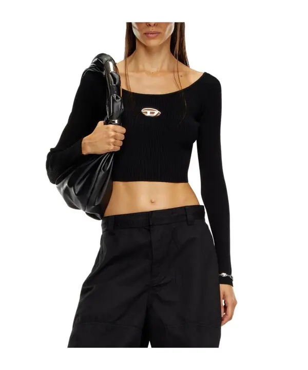 DIESEL® M-vera Cropped Knit Top - Black