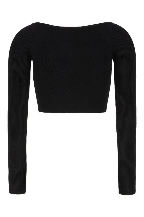DIESEL® Ribbed Knit Off-the-shoulder Top With Embellished Detail - Black