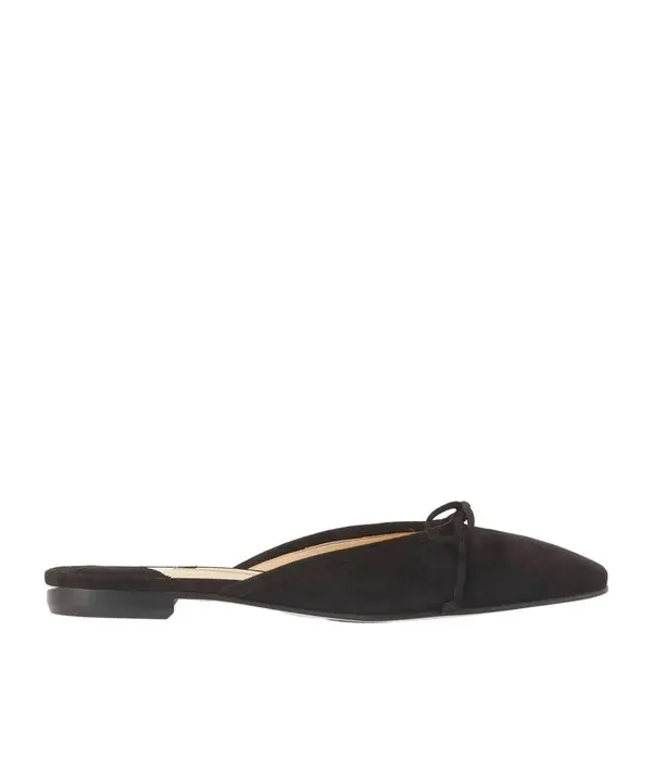 Manolo Blahnik Suede Bow Detail Mules - Black