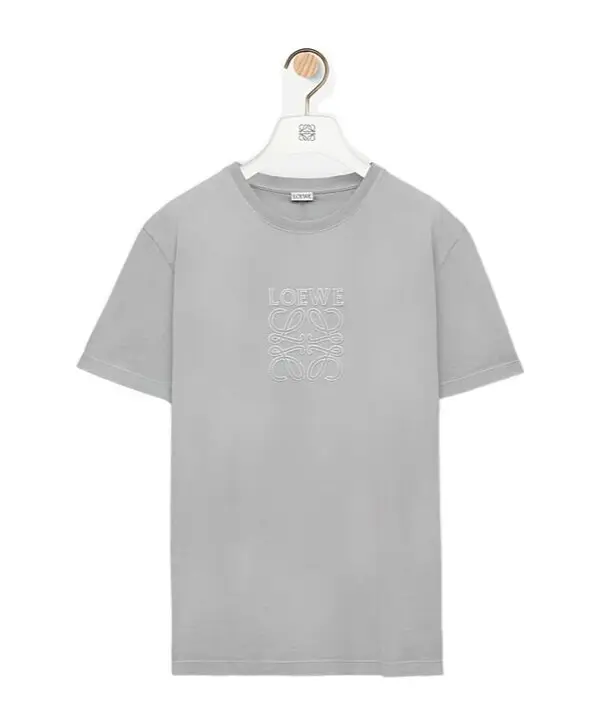Loewe Anagram-embroidered Crew Neck T-shirt - Light Gray