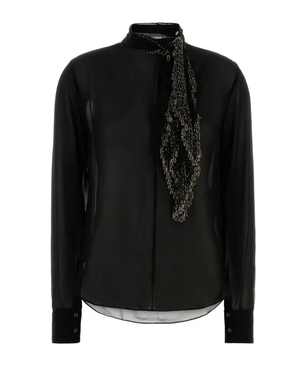 Isabel Marant Étoile Elaura Satin Pussy Bow Blouse - Black