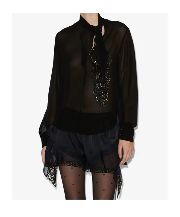 Isabel Marant Étoile Elaura Satin Pussy Bow Blouse