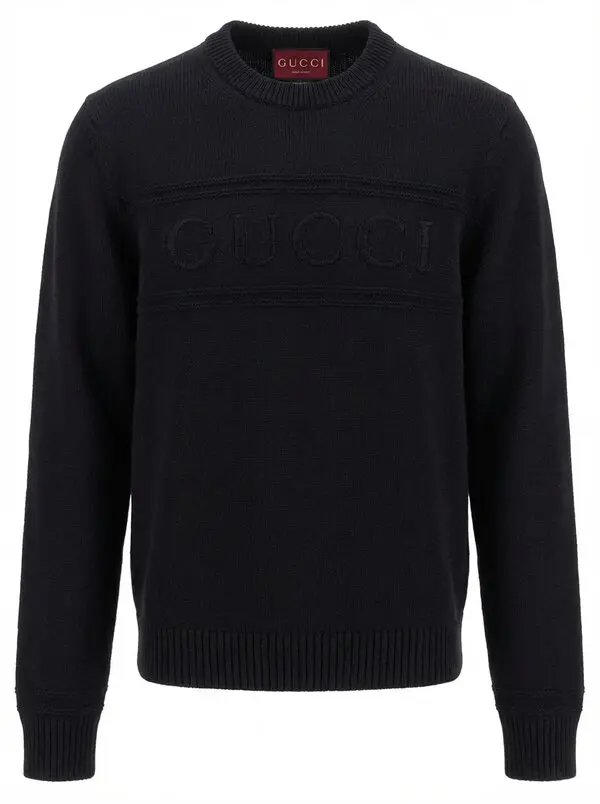 Gucci Logo Intarsia Knit Jumper - Black