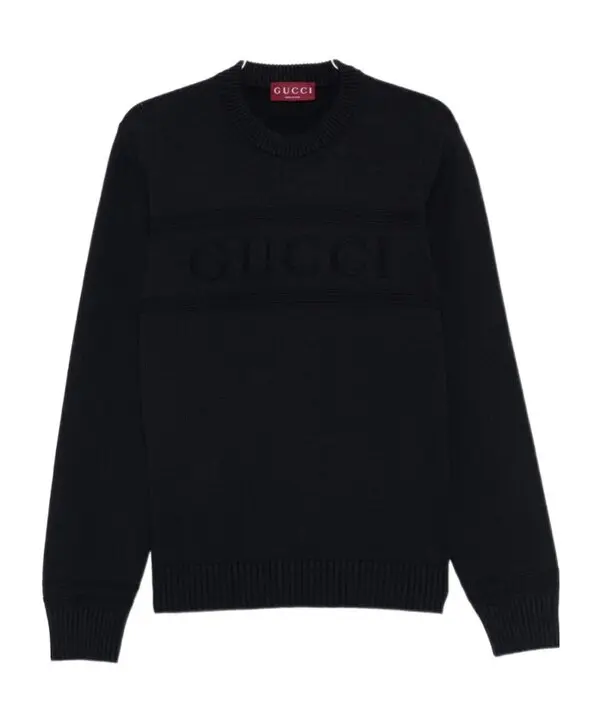 Gucci Logo Intarsia Knit Jumper - Black