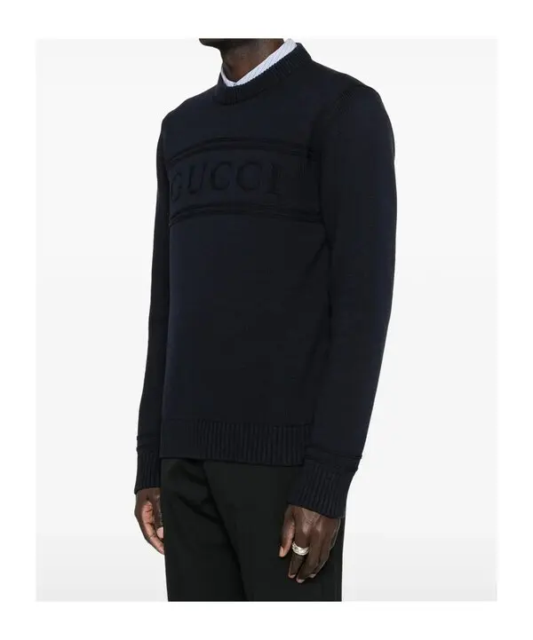 Gucci Logo Intarsia Knit Jumper - Black
