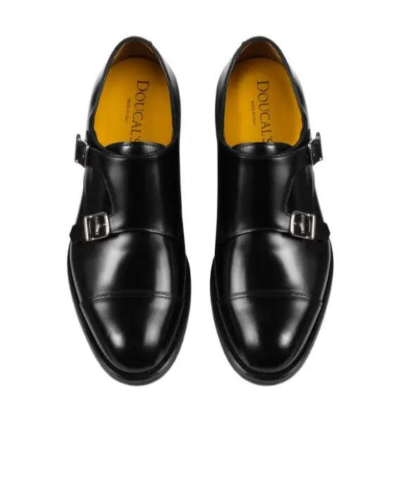 DOUCAL'S Almond Toe Monk Strap Shoes