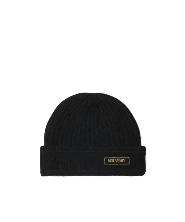 Burberry Logo Wool Beanie - Black