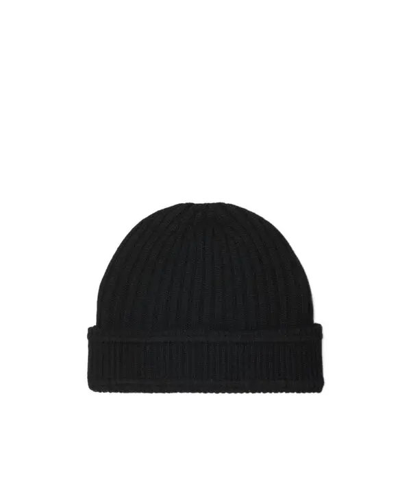 Burberry Ribbed-knit Beanie With Logo Embroidery - Black