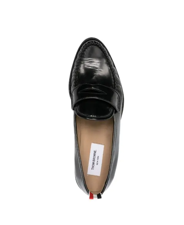 Thom Browne Almond Toe Penny-slot Loafers - Black