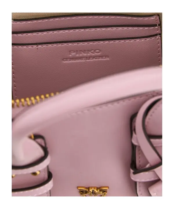 Pinko Small Escape Bowling Bag With Love Birds Logo - Pink