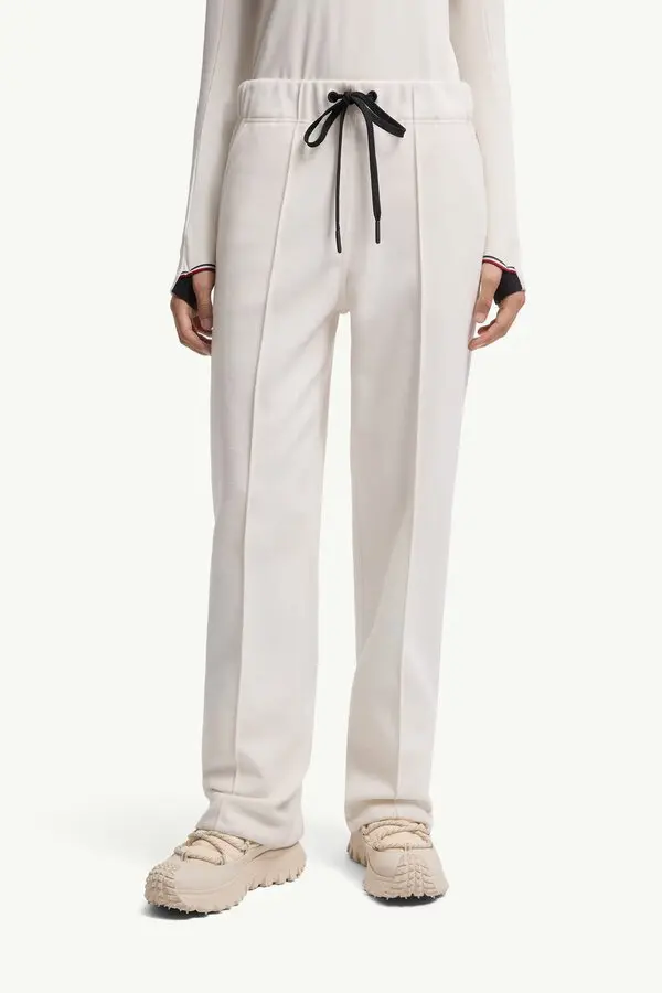 Moncler Logo Embroidered Drawstring Waist Pants - White