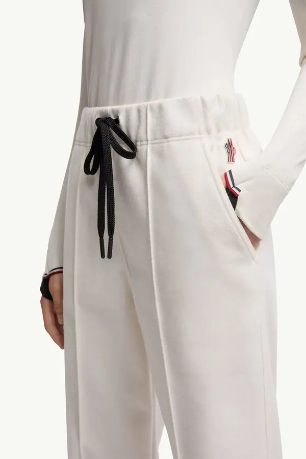 Moncler Logo Embroidered Drawstring Waist Pants - White