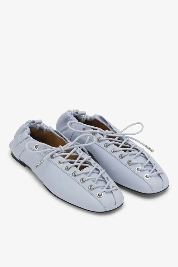 GANNI Lace-up Ballerinas - Light Blue