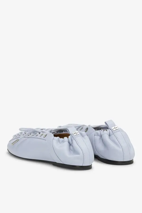 GANNI Lace-up Ballerinas - Light Blue