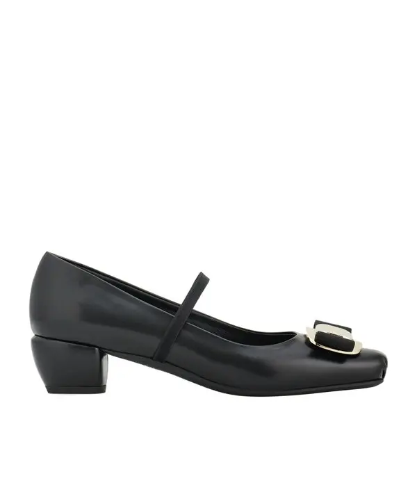 FERRAGAMO Vara Plate Pump With Block Heel - Black
