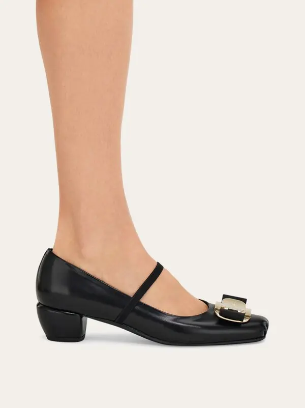 FERRAGAMO Vara Plate Pump With Block Heel - Black