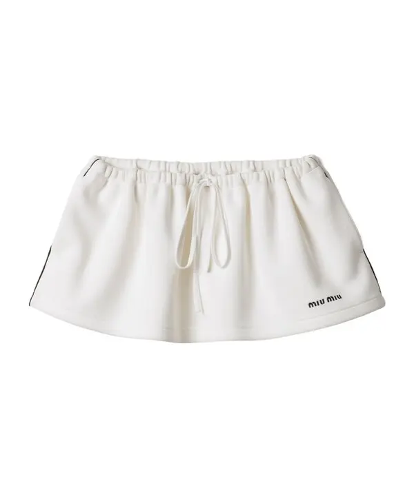 Miu Miu Bonded Piqué And Technical Jersey Miniskirt